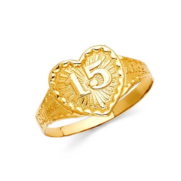 Jewelry | New 14k Yellow Gold Heart Sweet 15 Quinquennia Girls Ring ...